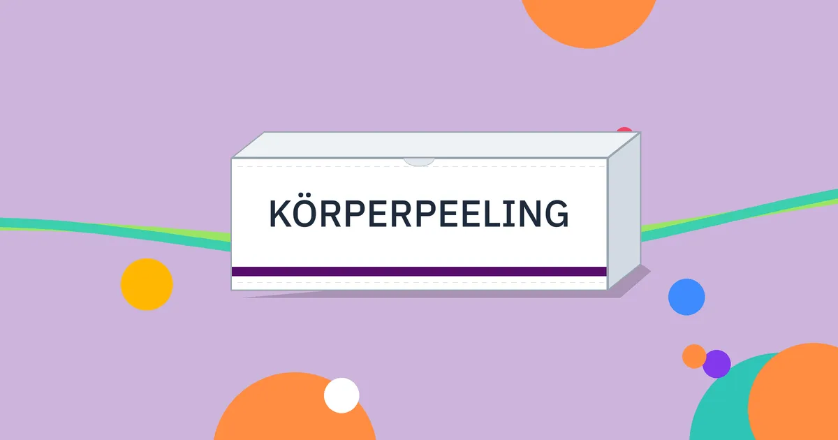 Symbolbild: Packung mit der Aufschrift KÖRPERPEELING (PZN 19734236) – Verfügbarkeit und Bezug in Apotheken in Frankfurt am Main