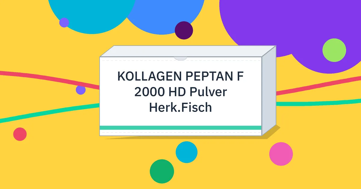 Symbolbild: Packung mit der Aufschrift KOLLAGEN PEPTAN F 2000 HD Pulver Herk.Fisch (PZN 11890445) – Verfügbarkeit und Bezug in Apotheken in Frankfurt am Main