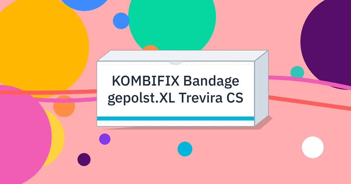 Symbolbild: Packung mit der Aufschrift KOMBIFIX Bandage gepolst.XL Trevira CS (PZN 04956511) – Verfügbarkeit und Bezug in Apotheken in Frankfurt am Main