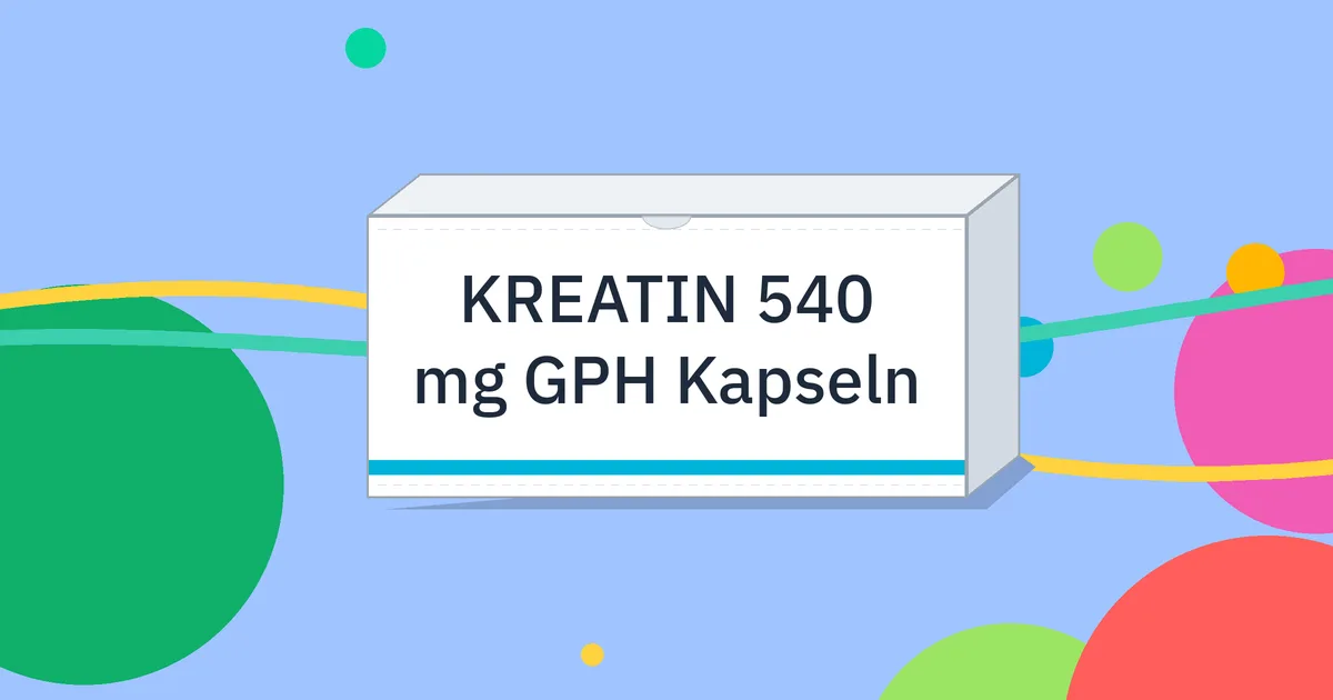 Symbolbild: Packung mit der Aufschrift KREATIN 540 mg GPH Kapseln (PZN 09324307) – Verfügbarkeit und Bezug in Apotheken in Frankfurt am Main