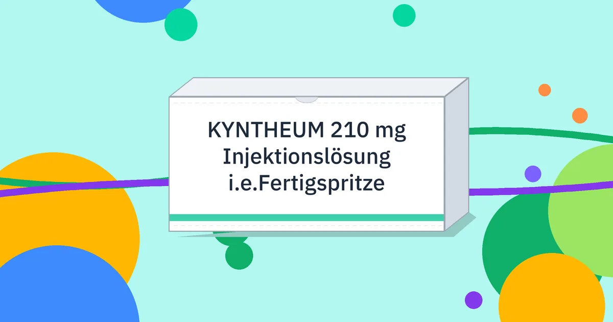 Symbolbild: Packung mit der Aufschrift KYNTHEUM 210 mg Injektionslösung i.e.Fertigspritze (PZN 13570696) – Verfügbarkeit und Bezug in Apotheken in Frankfurt am Main