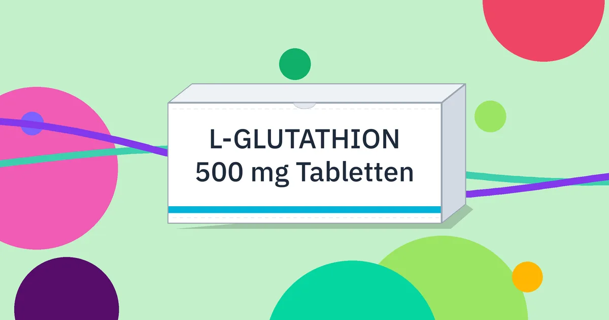 Symbolbild: Packung mit der Aufschrift L-GLUTATHION 500 mg Tabletten (PZN 18486500) – Verfügbarkeit und Bezug in Apotheken in Frankfurt am Main