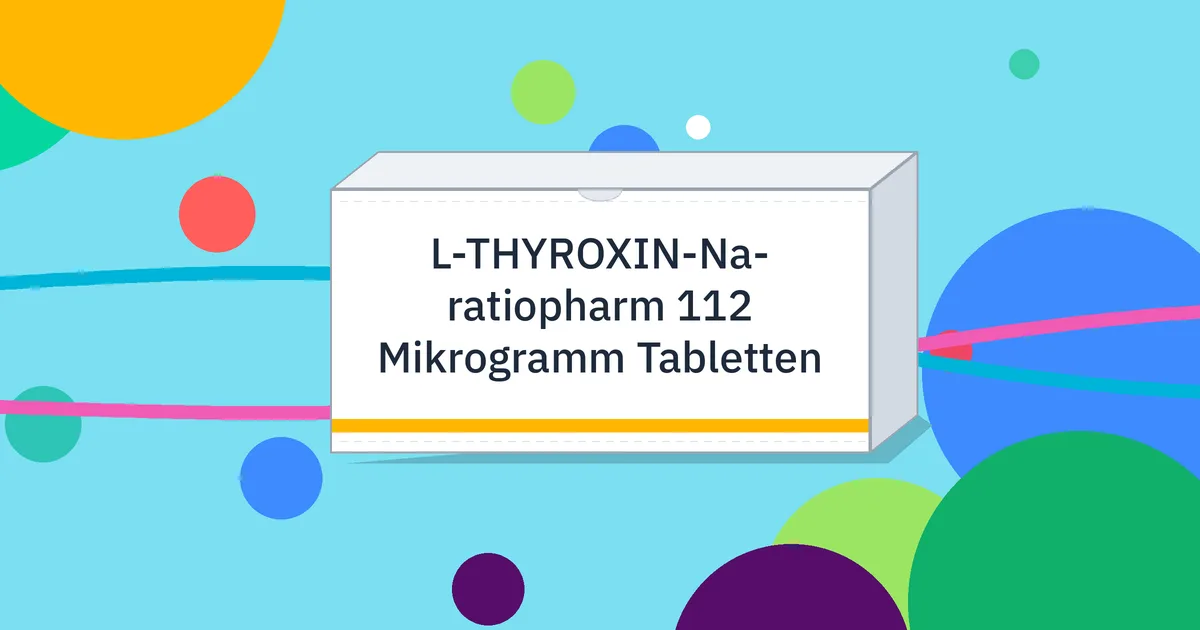 Symbolbild: Packung mit der Aufschrift L-THYROXIN-Na-ratiopharm 112 Mikrogramm Tabletten (PZN 10089811) – Verfügbarkeit und Bezug in Apotheken in Frankfurt am Main