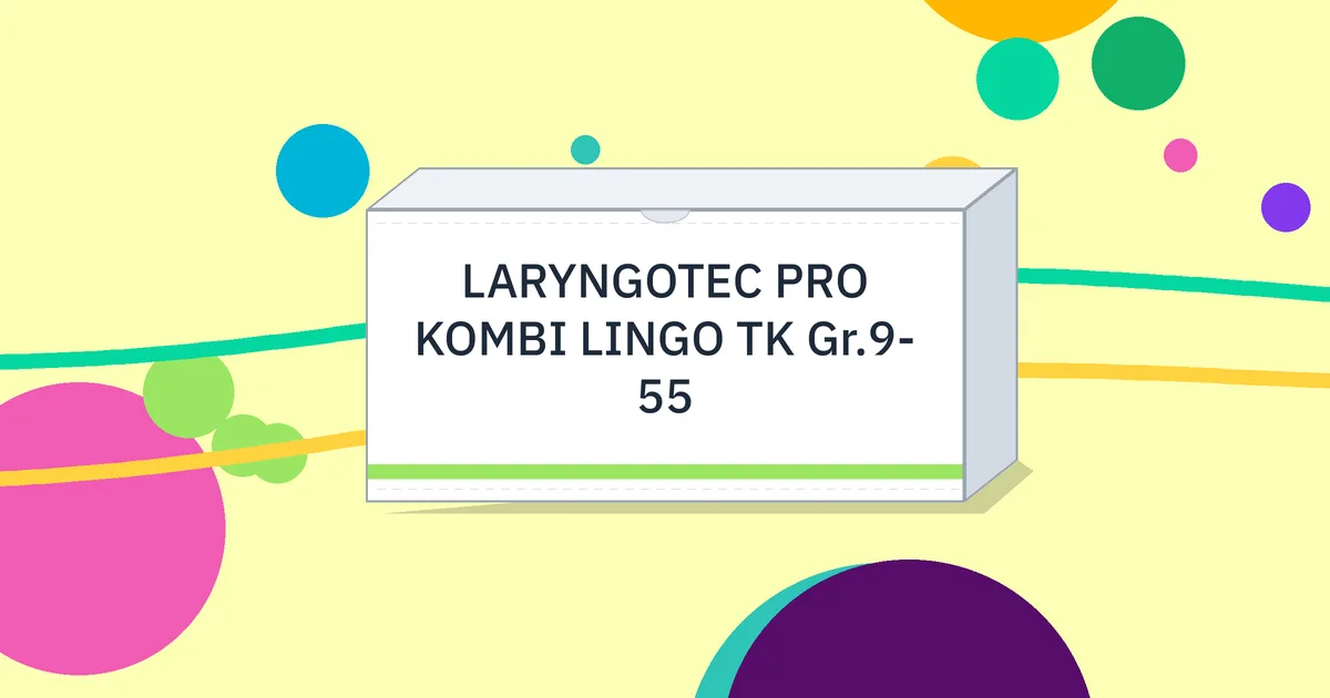 Symbolbild: Packung mit der Aufschrift LARYNGOTEC PRO KOMBI LINGO TK Gr.9-55 (PZN 16740911) – Verfügbarkeit und Bezug in Apotheken in Frankfurt am Main