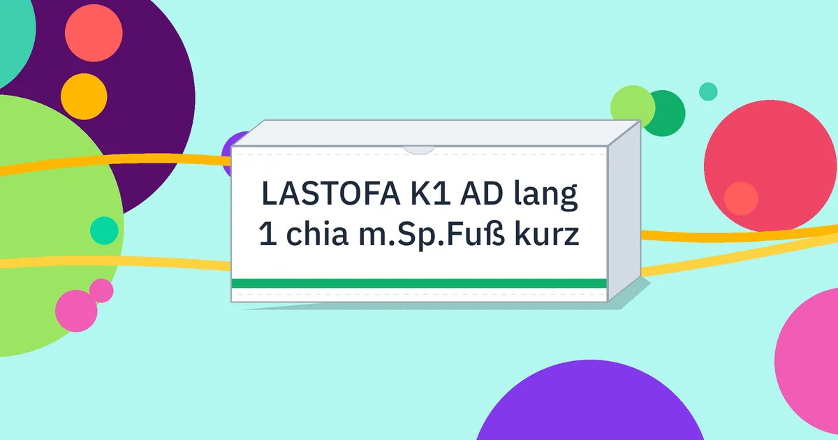Symbolbild: Packung mit der Aufschrift LASTOFA K1 AD lang 1 chia m.Sp.Fuß kurz (PZN 13786166) – Verfügbarkeit und Bezug in Apotheken in Frankfurt am Main