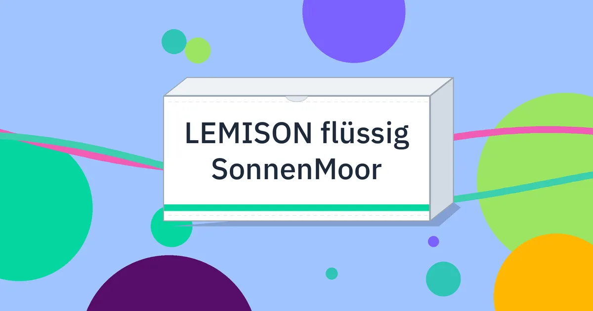 Symbolbild: Packung mit der Aufschrift LEMISON flüssig SonnenMoor (PZN 03683896) – Verfügbarkeit und Bezug in Apotheken in Frankfurt am Main