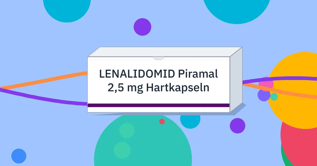 Symbolbild: Packung mit der Aufschrift LENALIDOMID Piramal 2,5 mg Hartkapseln (PZN 17621338) – Verfügbarkeit und Bezug in Apotheken in Frankfurt am Main