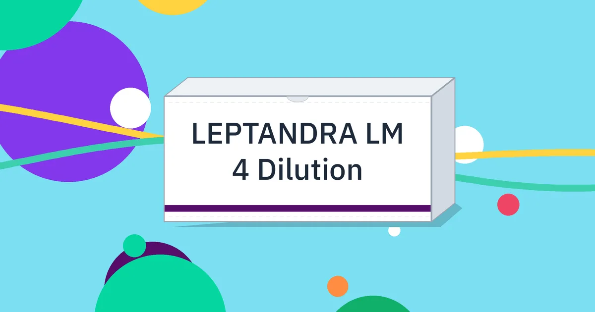 Symbolbild: Packung mit der Aufschrift LEPTANDRA LM 4 Dilution (PZN 13526749) – Verfügbarkeit und Bezug in Apotheken in Frankfurt am Main