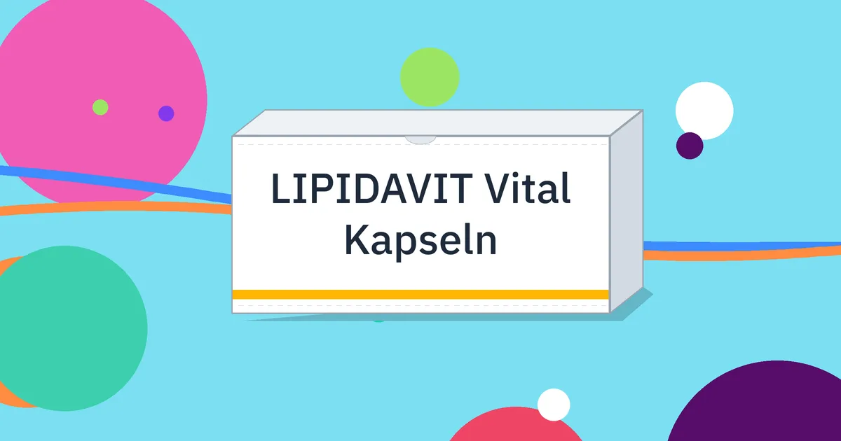 Symbolbild: Packung mit der Aufschrift LIPIDAVIT Vital Kapseln (PZN 05870214) – Verfügbarkeit und Bezug in Apotheken in Frankfurt am Main