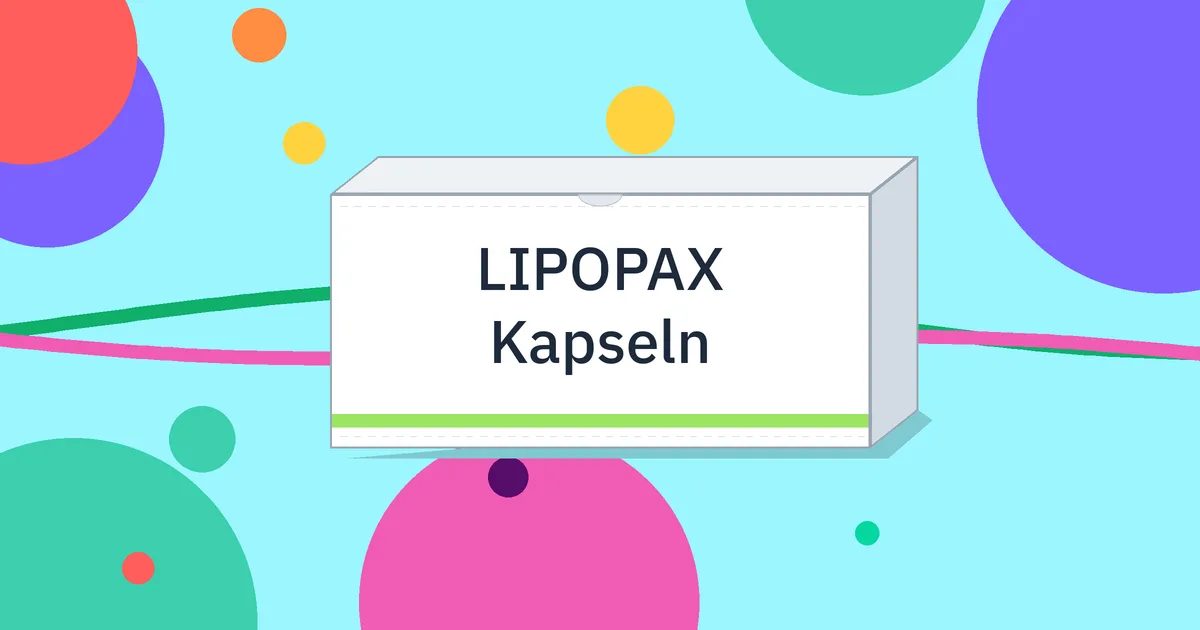 Symbolbild: Packung mit der Aufschrift LIPOPAX Kapseln (PZN 20689647) – Verfügbarkeit und Bezug in Apotheken in Frankfurt am Main