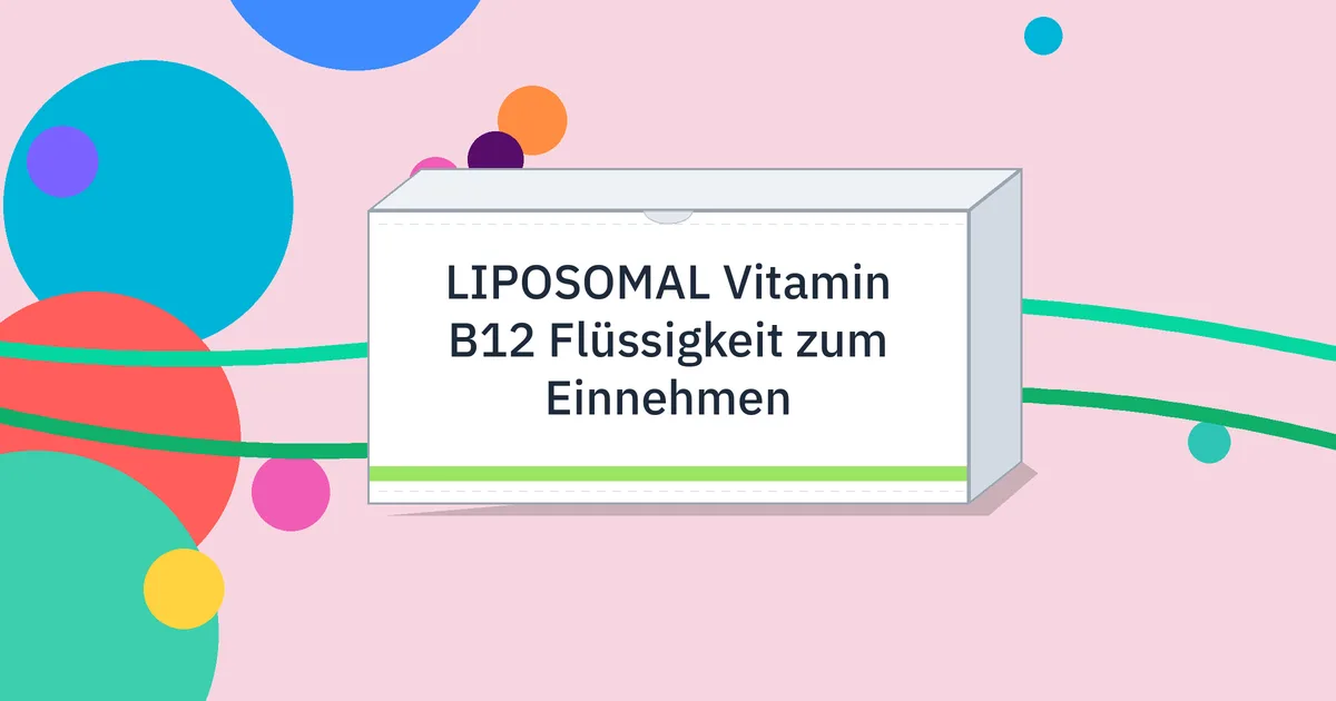 Symbolbild: Packung mit der Aufschrift LIPOSOMAL Vitamin B12 Flüssigkeit zum Einnehmen (PZN 19407158) – Verfügbarkeit und Bezug in Apotheken in Frankfurt am Main