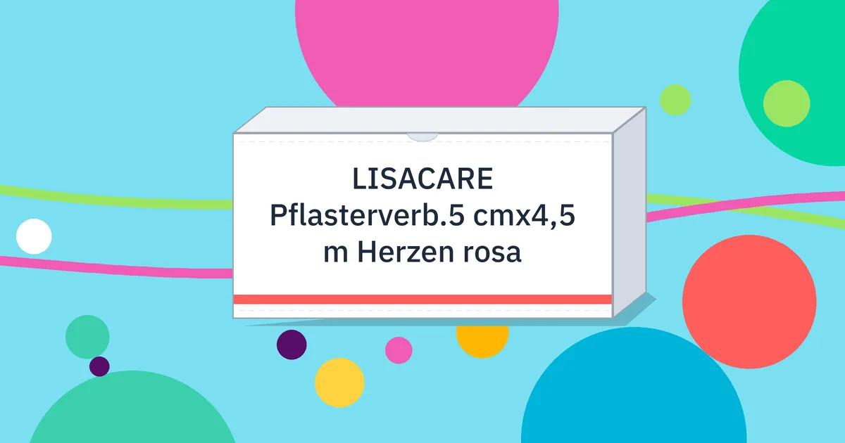 Symbolbild: Packung mit der Aufschrift LISACARE Pflasterverb.5 cmx4,5 m Herzen rosa (PZN 17892149) – Verfügbarkeit und Bezug in Apotheken in Frankfurt am Main