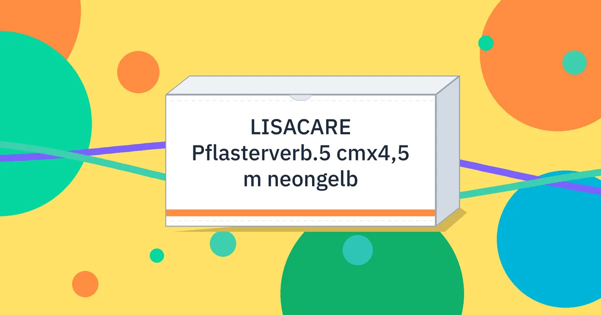 Symbolbild: Packung mit der Aufschrift LISACARE Pflasterverb.5 cmx4,5 m neongelb (PZN 17891983) – Verfügbarkeit und Bezug in Apotheken in Frankfurt am Main