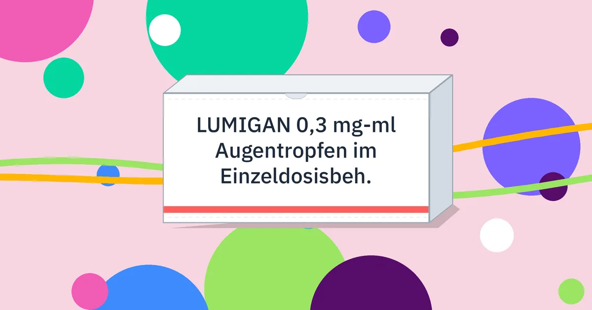 Symbolbild: Packung mit der Aufschrift LUMIGAN 0,3 mg-ml Augentropfen im Einzeldosisbeh. (PZN 10353389) – Verfügbarkeit und Bezug in Apotheken in Frankfurt am Main