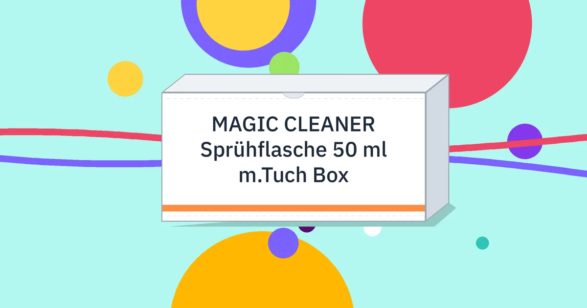 Symbolbild: Packung mit der Aufschrift MAGIC CLEANER Sprühflasche 50 ml m.Tuch Box (PZN 19302175) – Verfügbarkeit und Bezug in Apotheken in Frankfurt am Main