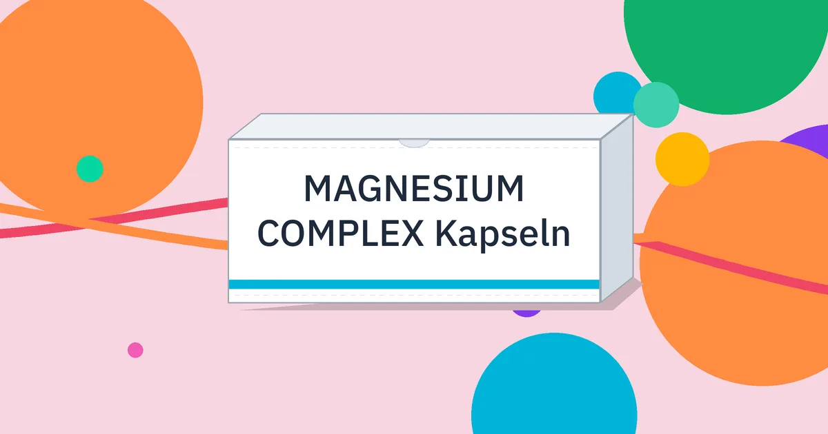 Symbolbild: Packung mit der Aufschrift MAGNESIUM COMPLEX Kapseln (PZN 19692495) – Verfügbarkeit und Bezug in Apotheken in Frankfurt am Main