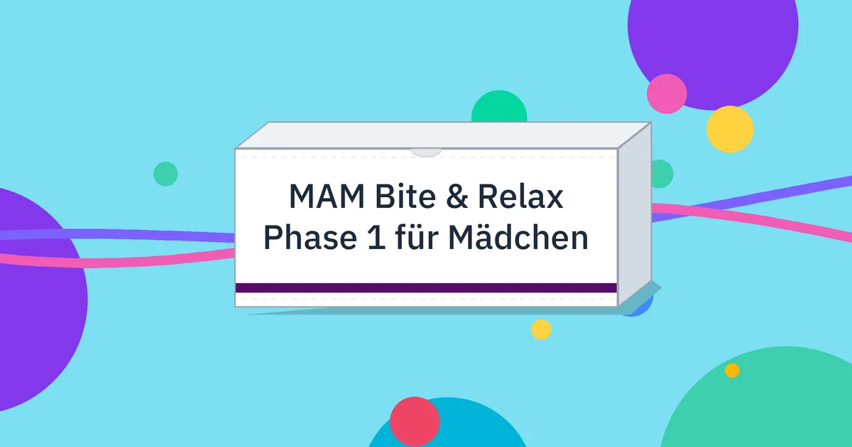 Symbolbild: Packung mit der Aufschrift MAM Bite & Relax Phase 1 für Mädchen (PZN 12671142) – Verfügbarkeit und Bezug in Apotheken in Frankfurt am Main