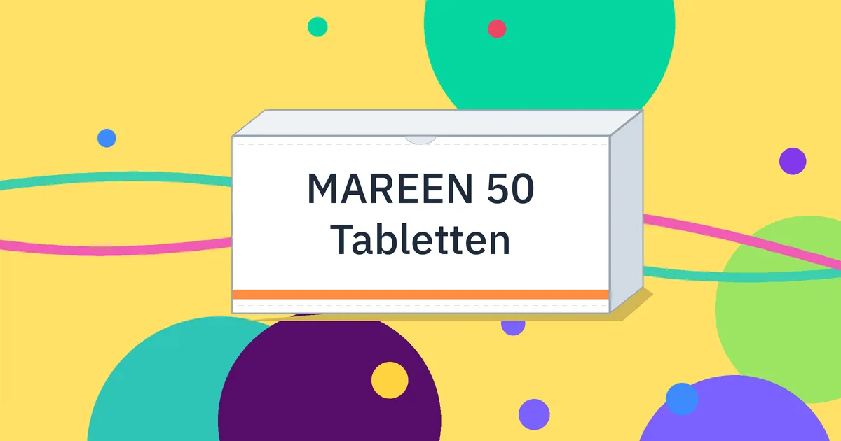 Symbolbild: Packung mit der Aufschrift MAREEN 50 Tabletten (PZN 06957130) – Verfügbarkeit und Bezug in Apotheken in Frankfurt am Main