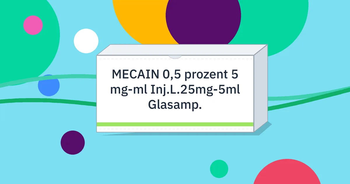 Symbolbild: Packung mit der Aufschrift MECAIN 0,5 prozent 5 mg-ml Inj.L.25mg-5ml Glasamp. (PZN 11055843) – Verfügbarkeit und Bezug in Apotheken in Frankfurt am Main