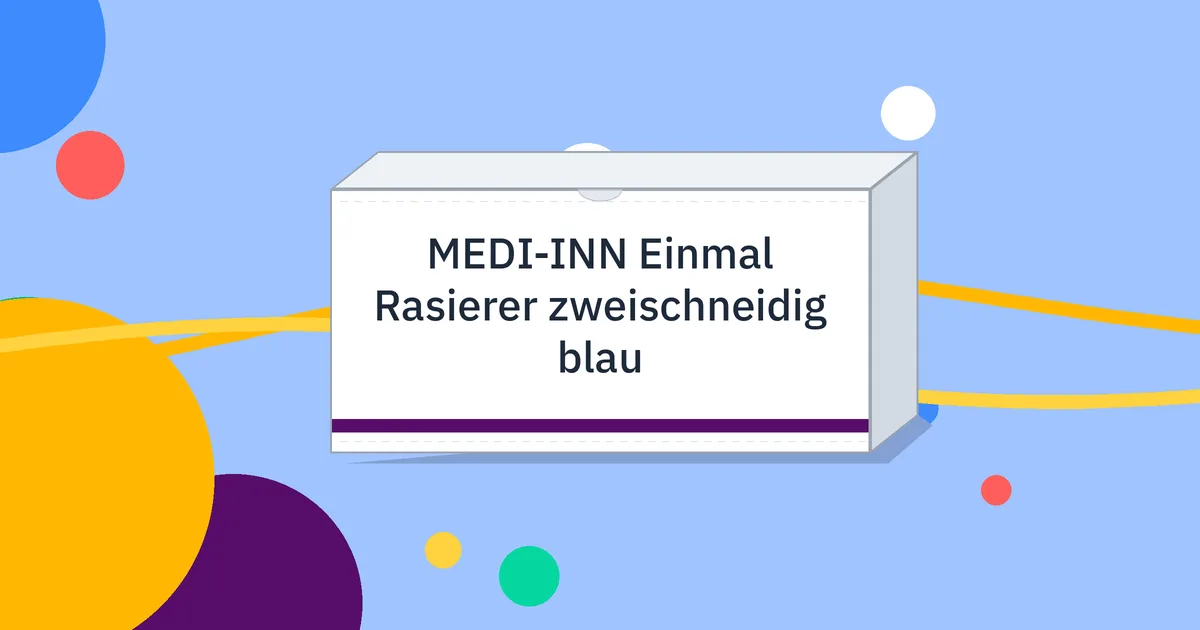 Symbolbild: Packung mit der Aufschrift MEDI-INN Einmal Rasierer zweischneidig blau (PZN 10333205) – Verfügbarkeit und Bezug in Apotheken in Frankfurt am Main