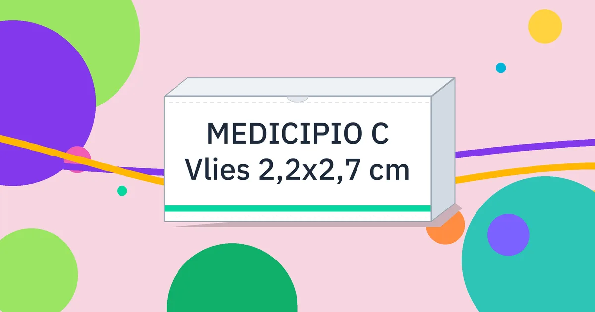 Symbolbild: Packung mit der Aufschrift MEDICIPIO C Vlies 2,2x2,7 cm (PZN 08644576) – Verfügbarkeit und Bezug in Apotheken in Frankfurt am Main