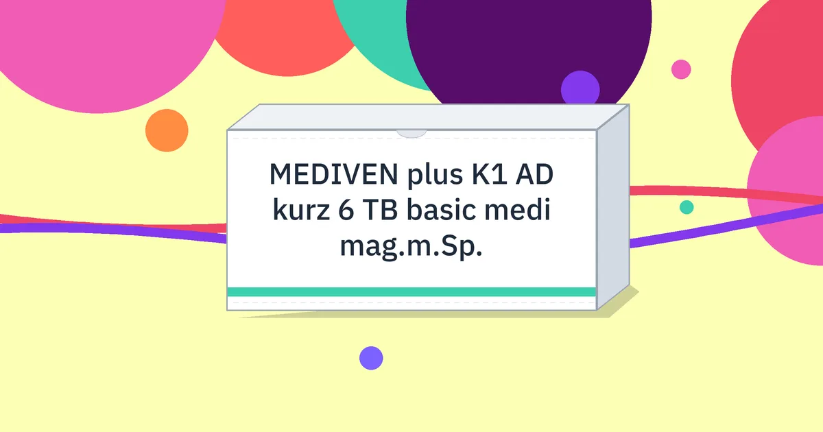 Symbolbild: Packung mit der Aufschrift MEDIVEN plus K1 AD kurz 6 TB basic medi mag.m.Sp. (PZN 15045787) – Verfügbarkeit und Bezug in Apotheken in Frankfurt am Main