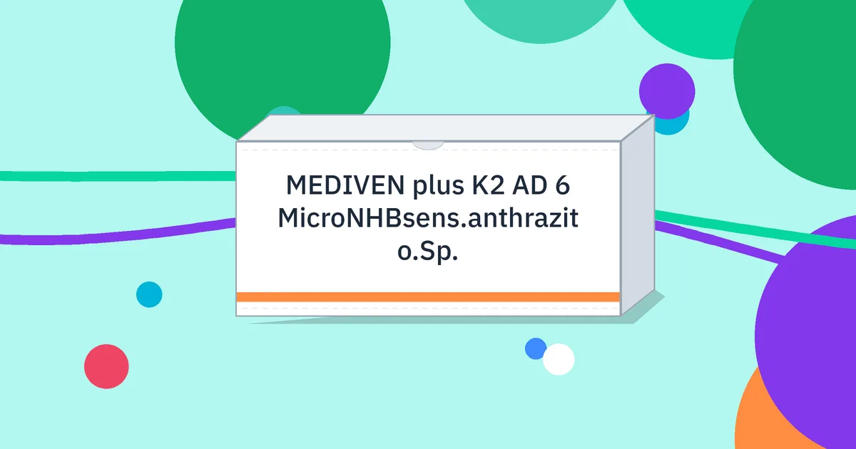 Symbolbild: Packung mit der Aufschrift MEDIVEN plus K2 AD 6 MicroNHBsens.anthrazit o.Sp. (PZN 15932117) – Verfügbarkeit und Bezug in Apotheken in Frankfurt am Main