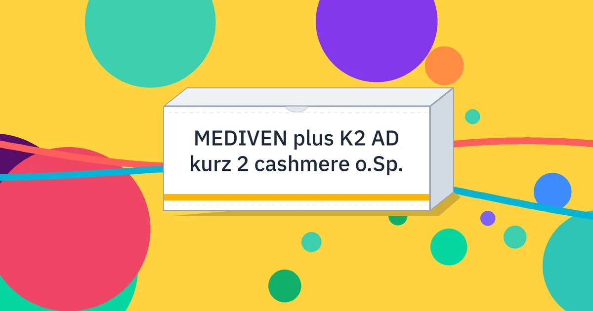 Symbolbild: Packung mit der Aufschrift MEDIVEN plus K2 AD kurz 2 cashmere o.Sp. (PZN 15096750) – Verfügbarkeit und Bezug in Apotheken in Frankfurt am Main