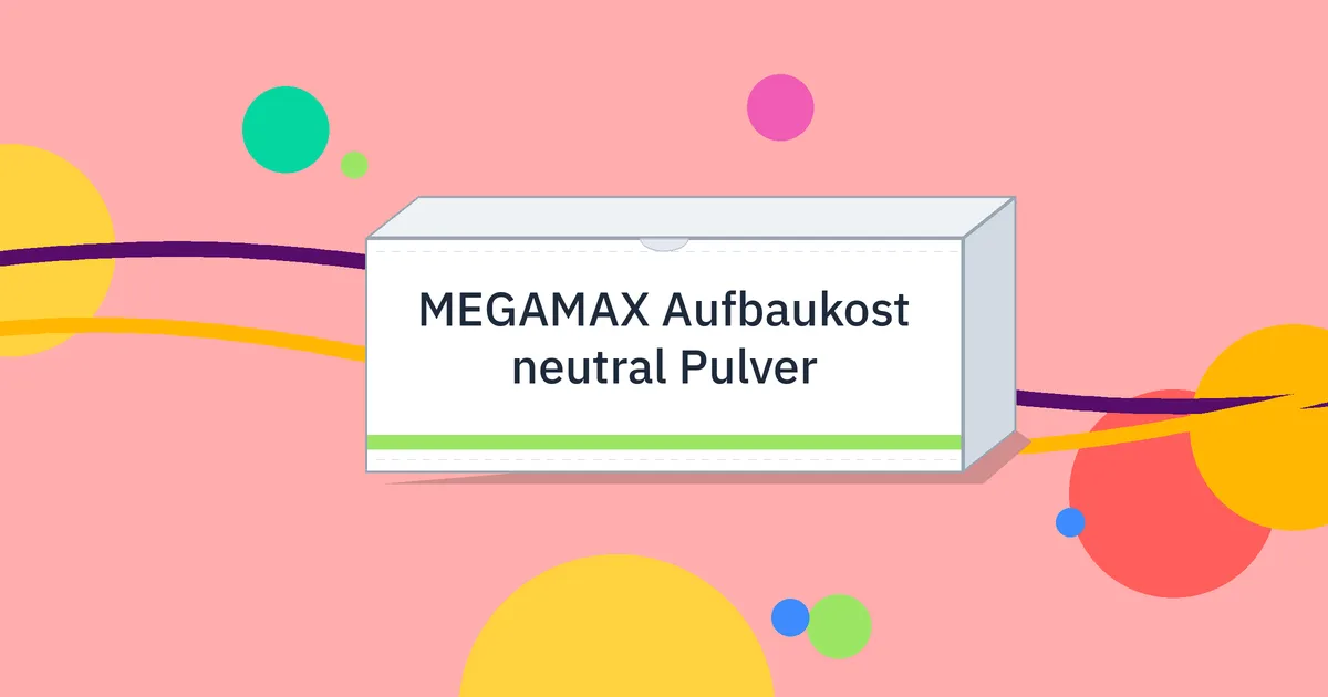 Symbolbild: Packung mit der Aufschrift MEGAMAX Aufbaukost neutral Pulver (PZN 15560006) – Verfügbarkeit und Bezug in Apotheken in Frankfurt am Main