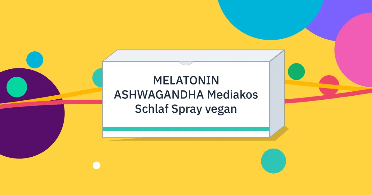Symbolbild: Packung mit der Aufschrift MELATONIN ASHWAGANDHA Mediakos Schlaf Spray vegan (PZN 18222126) – Verfügbarkeit und Bezug in Apotheken in Frankfurt am Main