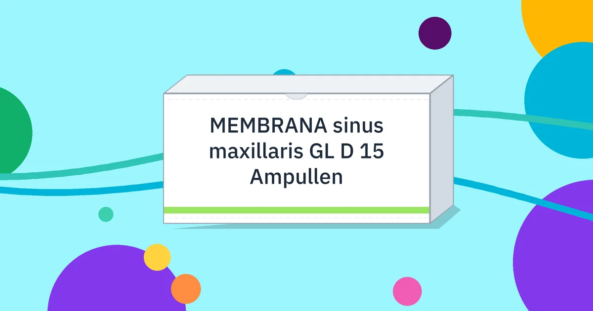 Symbolbild: Packung mit der Aufschrift MEMBRANA sinus maxillaris GL D 15 Ampullen (PZN 03355838) – Verfügbarkeit und Bezug in Apotheken in Frankfurt am Main