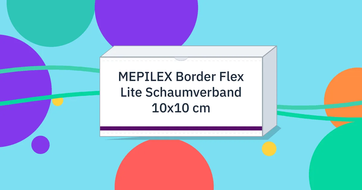 Symbolbild: Packung mit der Aufschrift MEPILEX Border Flex Lite Schaumverband 10x10 cm (PZN 18390444) – Verfügbarkeit und Bezug in Apotheken in Frankfurt am Main