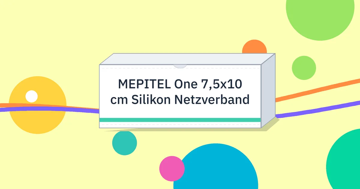 Symbolbild: Packung mit der Aufschrift MEPITEL One 7,5x10 cm Silikon Netzverband (PZN 19637763) – Verfügbarkeit und Bezug in Apotheken in Frankfurt am Main