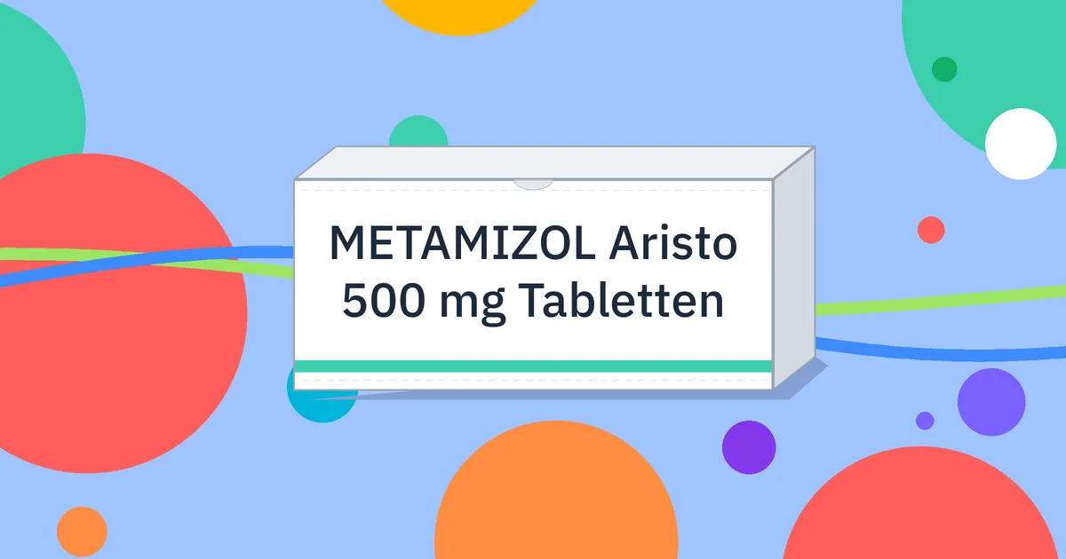 Symbolbild: Packung mit der Aufschrift METAMIZOL Aristo 500 mg Tabletten (PZN 12527008) – Verfügbarkeit und Bezug in Apotheken in Frankfurt am Main