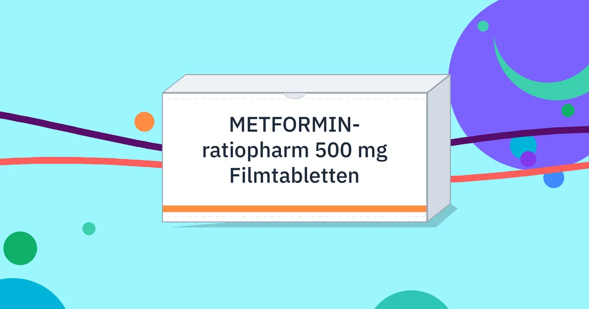 Symbolbild: Packung mit der Aufschrift METFORMIN-ratiopharm 500 mg Filmtabletten (PZN 00189747) – Verfügbarkeit und Bezug in Apotheken in Frankfurt am Main