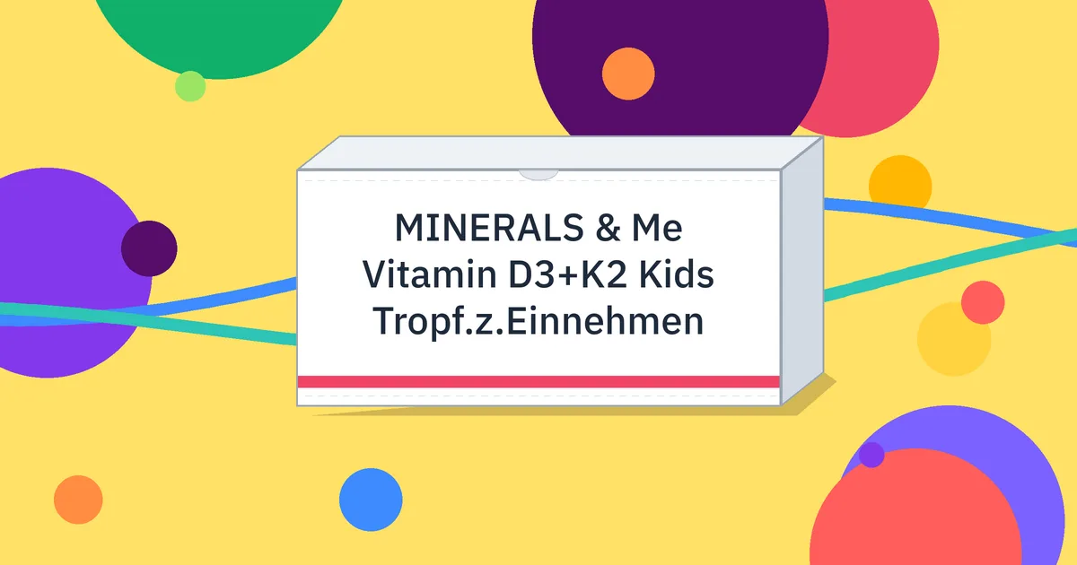 Symbolbild: Packung mit der Aufschrift MINERALS & Me Vitamin D3+K2 Kids Tropf.z.Einnehmen (PZN 20350943) – Verfügbarkeit und Bezug in Apotheken in Frankfurt am Main