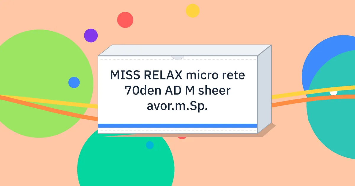 Symbolbild: Packung mit der Aufschrift MISS RELAX micro rete 70den AD M sheer avor.m.Sp. (PZN 16183480) – Verfügbarkeit und Bezug in Apotheken in Frankfurt am Main