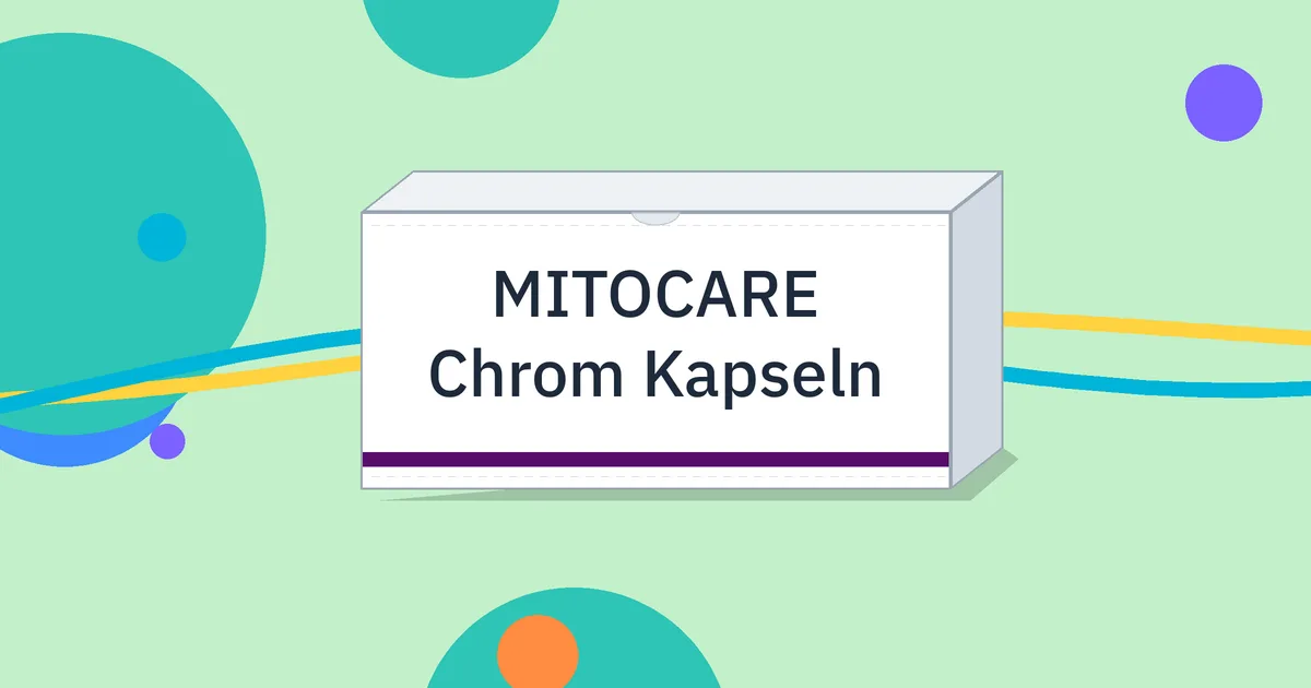 Symbolbild: Packung mit der Aufschrift MITOCARE Chrom Kapseln (PZN 20360284) – Verfügbarkeit und Bezug in Apotheken in Frankfurt am Main