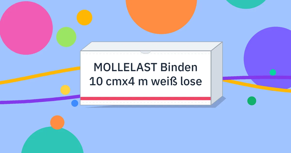 Symbolbild: Packung mit der Aufschrift MOLLELAST Binden 10 cmx4 m weiß lose (PZN 12586175) – Verfügbarkeit und Bezug in Apotheken in Frankfurt am Main