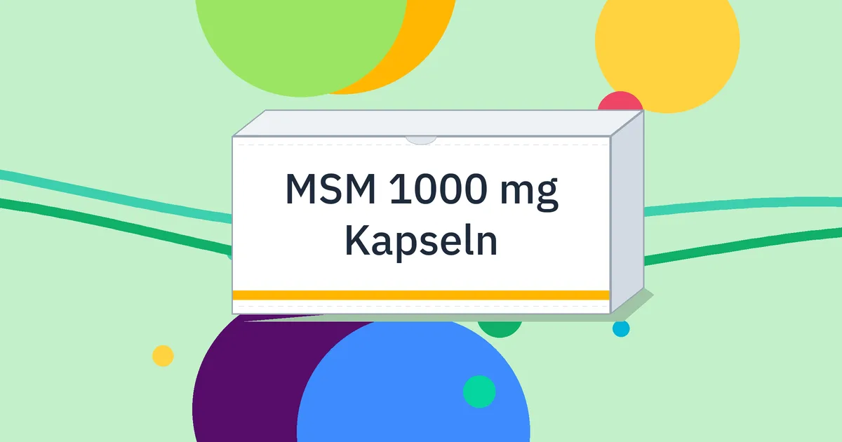 Symbolbild: Packung mit der Aufschrift MSM 1000 mg Kapseln (PZN 16939423) – Verfügbarkeit und Bezug in Apotheken in Frankfurt am Main