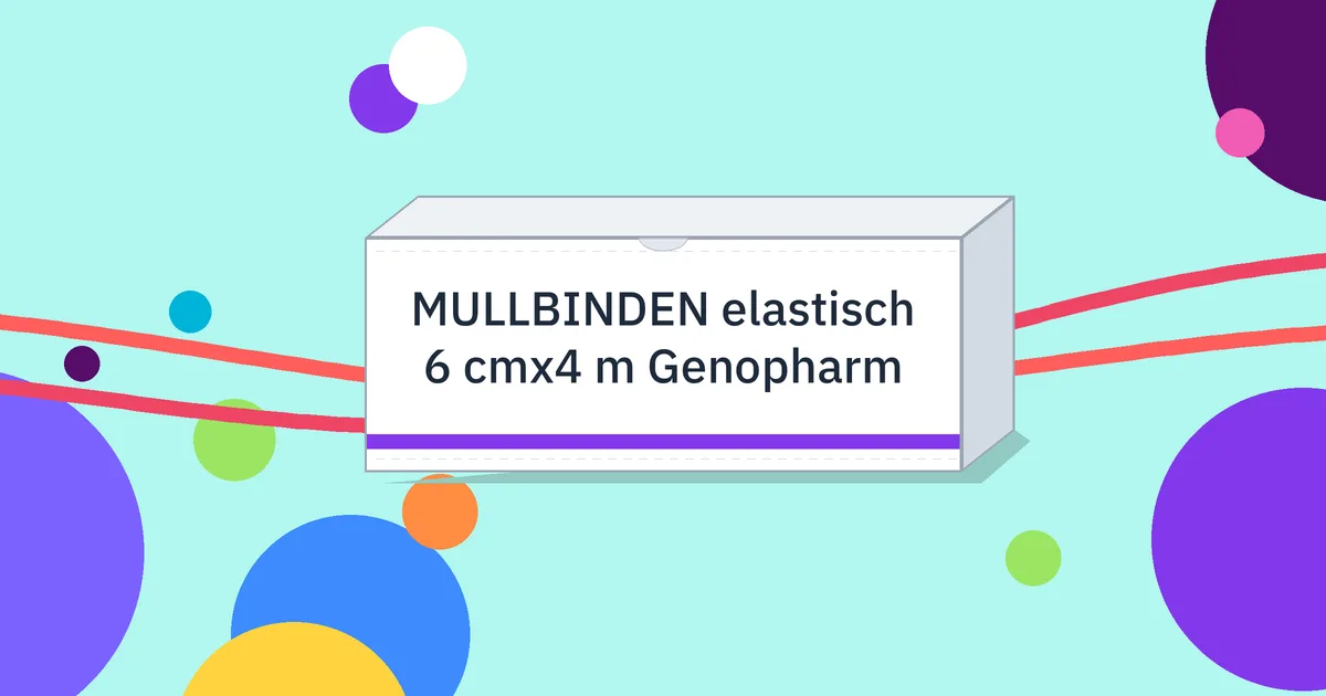 Symbolbild: Packung mit der Aufschrift MULLBINDEN elastisch 6 cmx4 m Genopharm (PZN 08672710) – Verfügbarkeit und Bezug in Apotheken in Frankfurt am Main