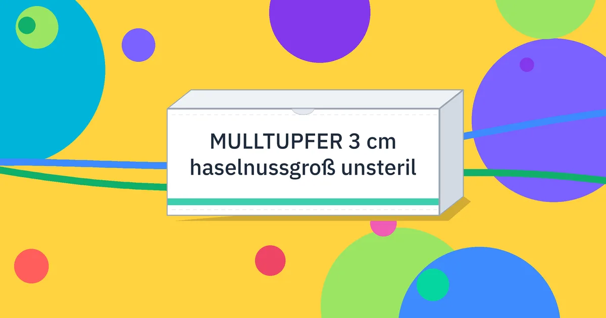 Symbolbild: Packung mit der Aufschrift MULLTUPFER 3 cm haselnussgroß unsteril (PZN 17565344) – Verfügbarkeit und Bezug in Apotheken in Frankfurt am Main