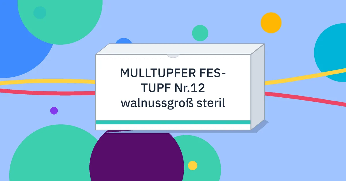 Symbolbild: Packung mit der Aufschrift MULLTUPFER FES-TUPF Nr.12 walnussgroß steril (PZN 10415251) – Verfügbarkeit und Bezug in Apotheken in Frankfurt am Main