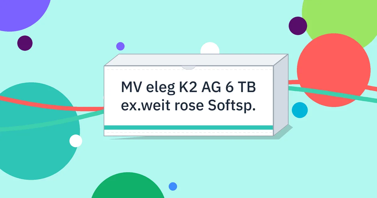 Symbolbild: Packung mit der Aufschrift MV eleg K2 AG 6 TB ex.weit rose Softsp. (PZN 14700126) – Verfügbarkeit und Bezug in Apotheken in Frankfurt am Main
