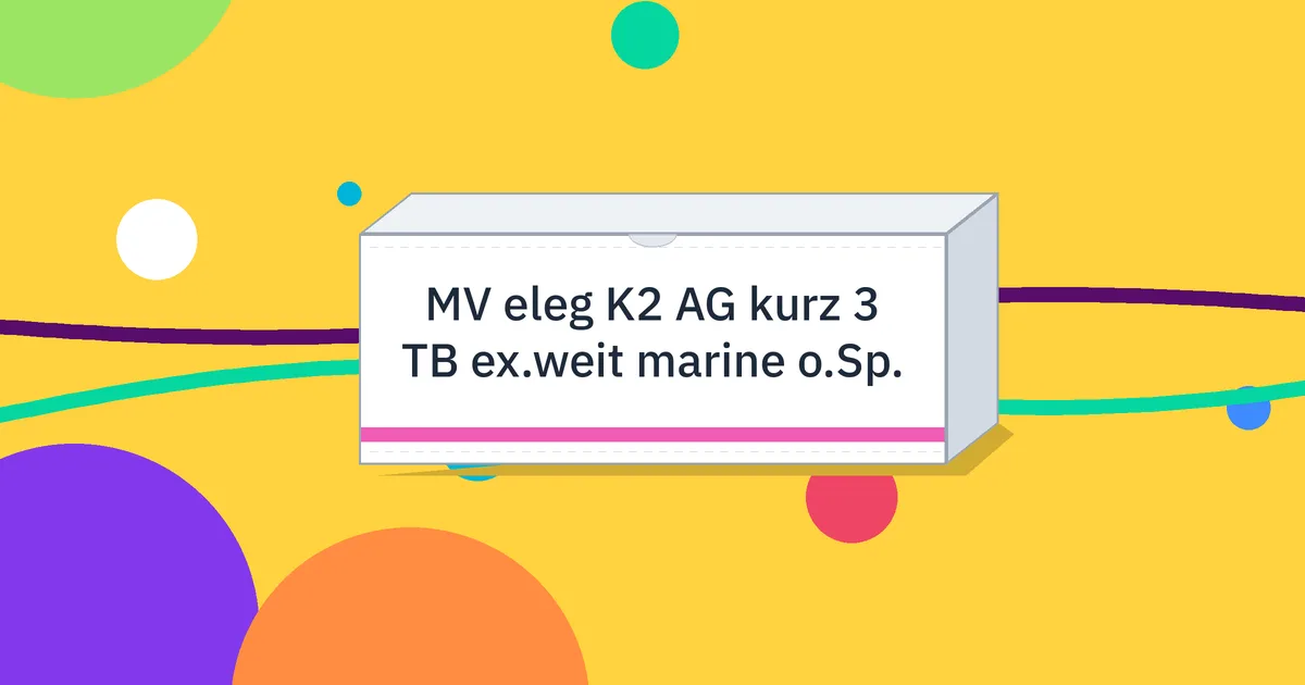 Symbolbild: Packung mit der Aufschrift MV eleg K2 AG kurz 3 TB ex.weit marine o.Sp. (PZN 14607378) – Verfügbarkeit und Bezug in Apotheken in Frankfurt am Main