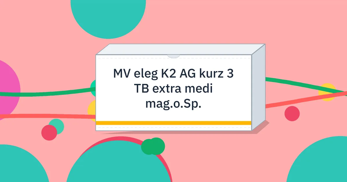 Symbolbild: Packung mit der Aufschrift MV eleg K2 AG kurz 3 TB extra medi mag.o.Sp. (PZN 14635676) – Verfügbarkeit und Bezug in Apotheken in Frankfurt am Main