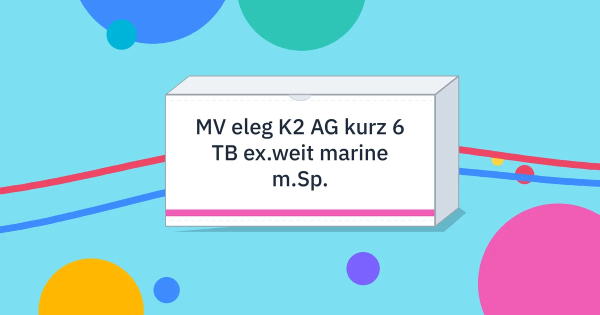 Symbolbild: Packung mit der Aufschrift MV eleg K2 AG kurz 6 TB ex.weit marine m.Sp. (PZN 14607556) – Verfügbarkeit und Bezug in Apotheken in Frankfurt am Main