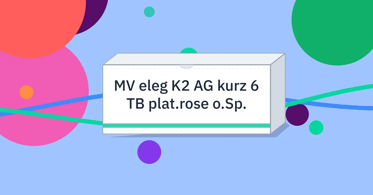 Symbolbild: Packung mit der Aufschrift MV eleg K2 AG kurz 6 TB plat.rose o.Sp. (PZN 14696353) – Verfügbarkeit und Bezug in Apotheken in Frankfurt am Main