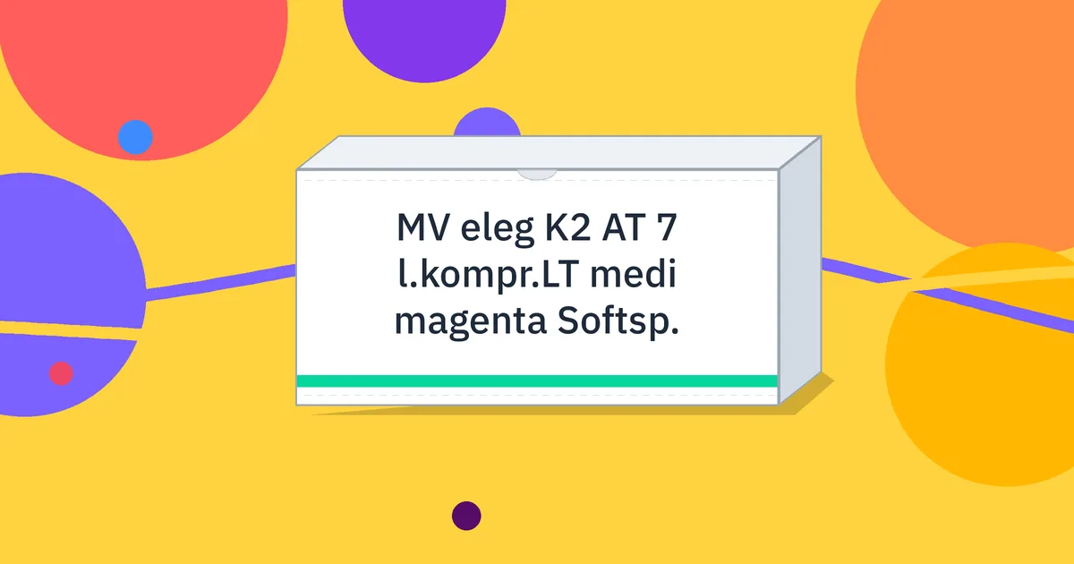 Symbolbild: Packung mit der Aufschrift MV eleg K2 AT 7 l.kompr.LT medi magenta Softsp. (PZN 15285830) – Verfügbarkeit und Bezug in Apotheken in Frankfurt am Main
