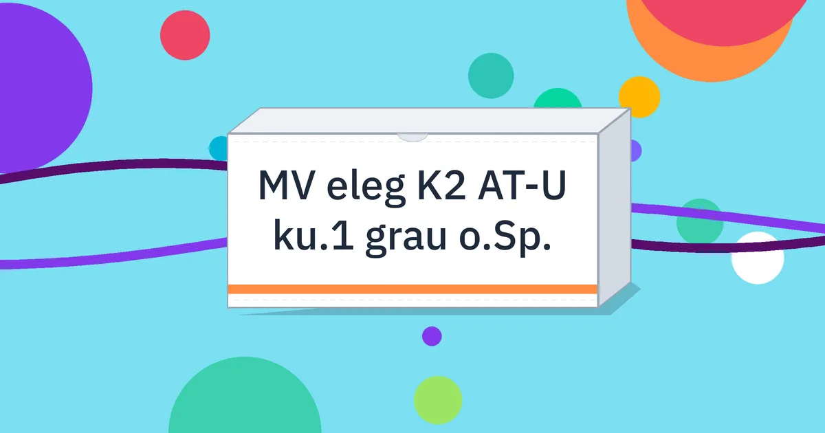 Symbolbild: Packung mit der Aufschrift MV eleg K2 AT-U ku.1 grau o.Sp. (PZN 18923627) – Verfügbarkeit und Bezug in Apotheken in Frankfurt am Main